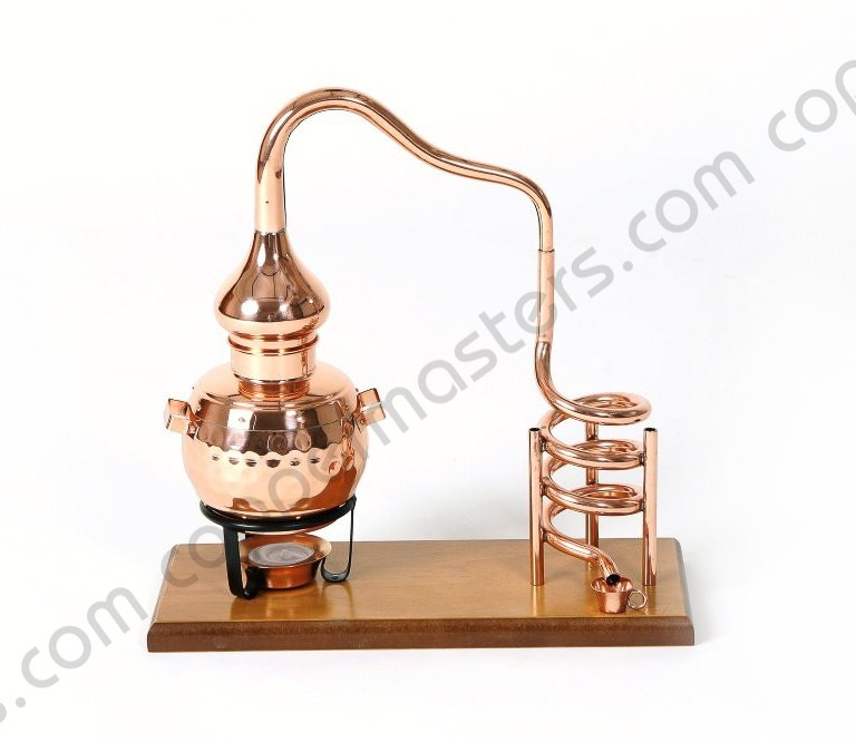 Copper Decorative Alembic Still in Wooden Base - Copper Masters Portugal